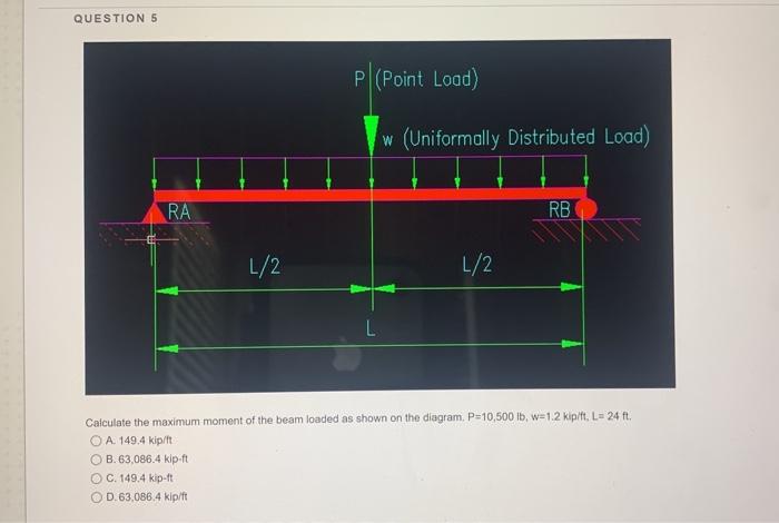 Solved QUESTION 5 P (Point Load) w (Uniformally Distributed | Chegg.com