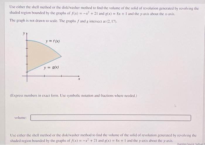 Solved Use either the shell method or the disk/washer method | Chegg.com