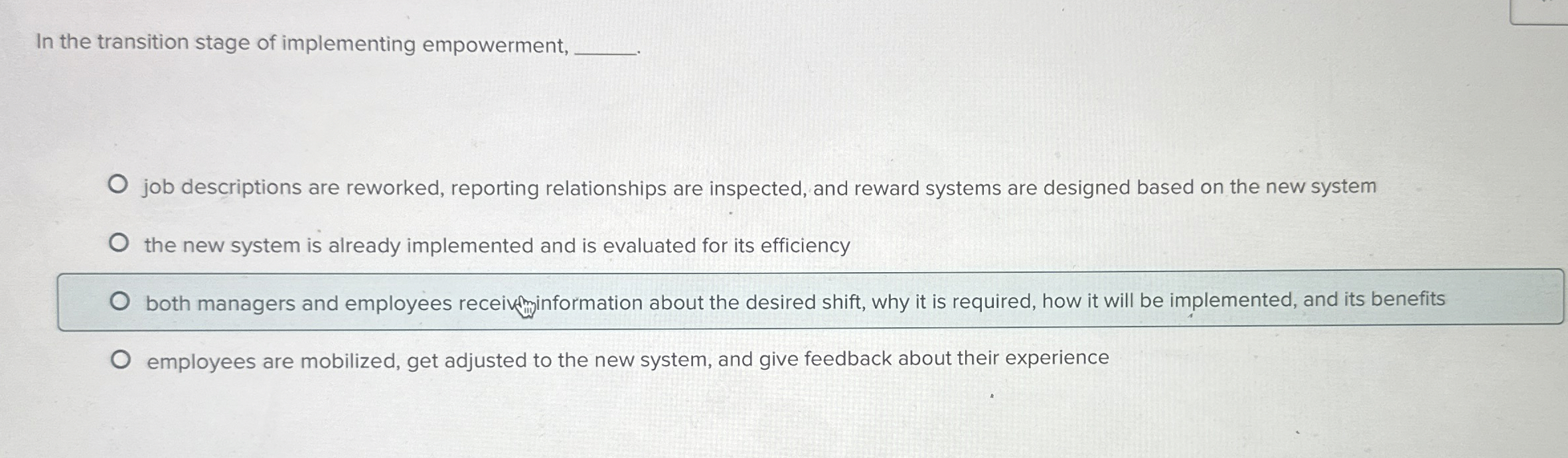 Solved In the transition stage of implementing | Chegg.com
