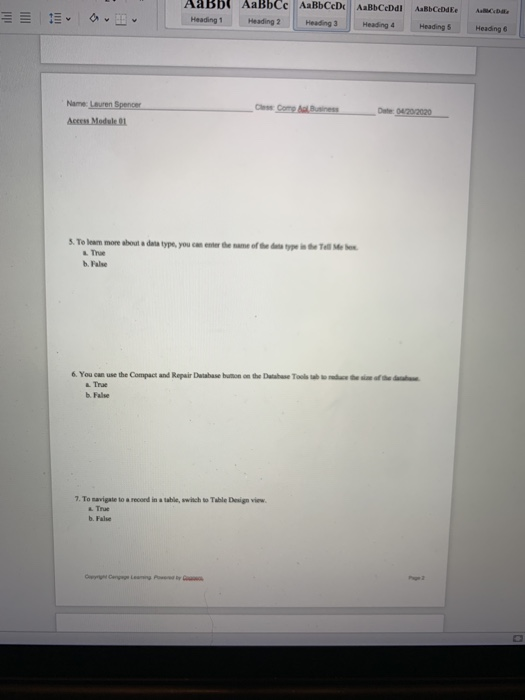 Solved AaBbl AaBbce AaBbCeDe AaBbCeDdl ABCDE Heading1 | Chegg.com