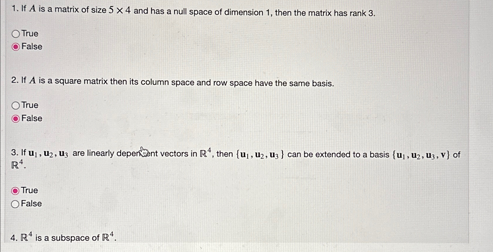 Solved If A ﻿is a matrix of size 5×4 ﻿and has a null space | Chegg.com