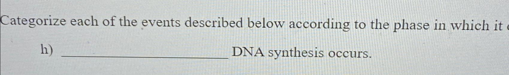 Solved Categorize each of the events described below | Chegg.com
