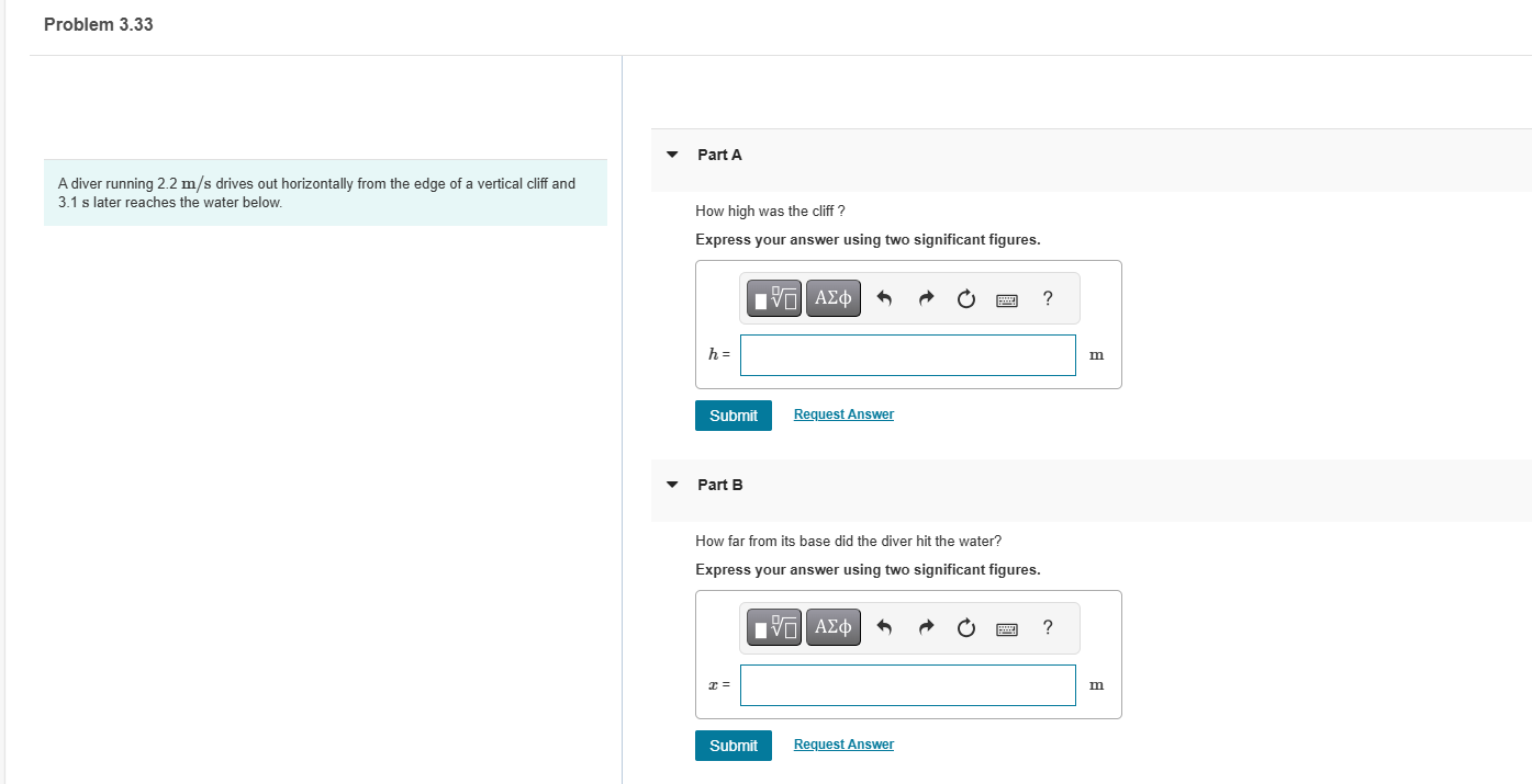 Solved Problem 3.33A diver running 2.2ms ﻿drives out | Chegg.com