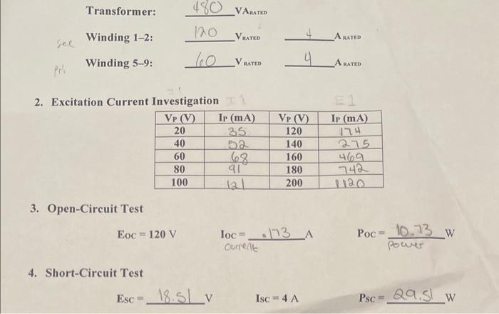 Solved Report Guide - Short-Circuit Test (to be completed at | Chegg.com