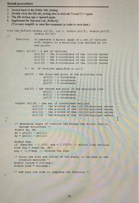 Task 9: Implement the reflection function Theory | Chegg.com
