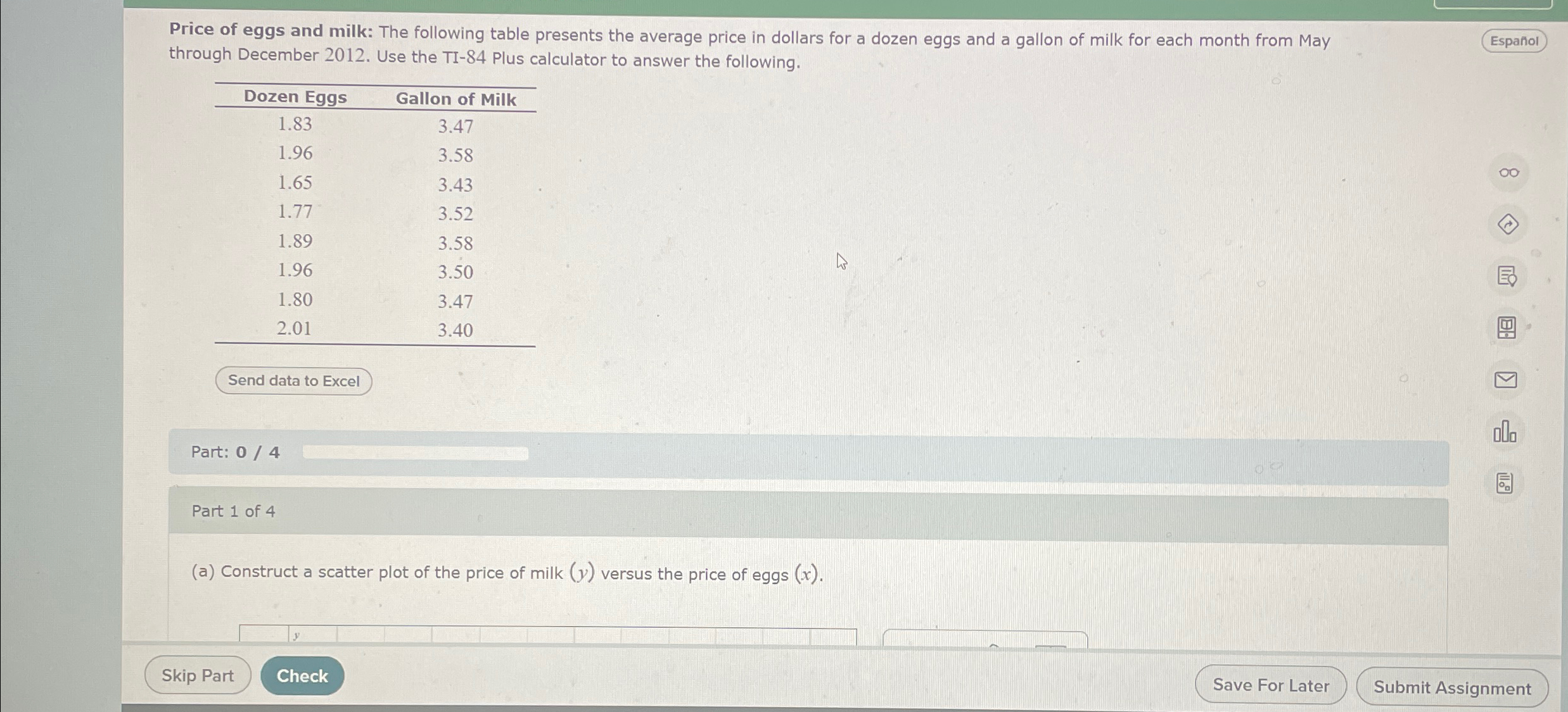 Solved Price of eggs and milk: The following table presents | Chegg.com