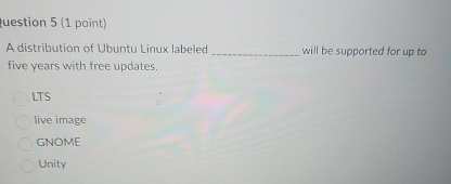 Solved uestion 5 (1 ﻿point)A distribution of Ubuntu Linux | Chegg.com