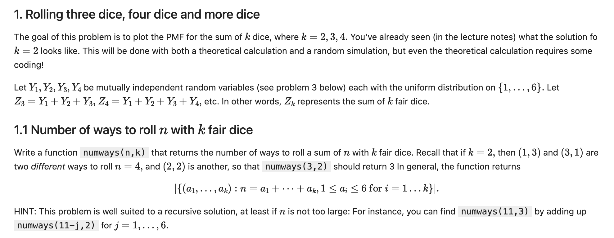 Solved Rolling three dice, four dice and more diceThe goal | Chegg.com