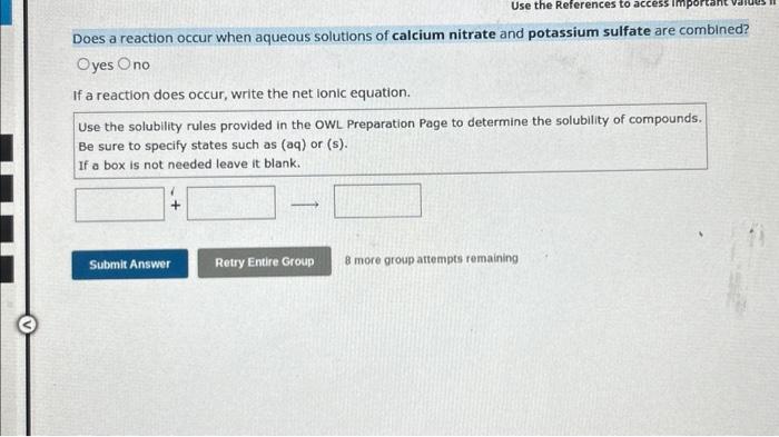 Solved Use the solubility rules provided in the OWL | Chegg.com