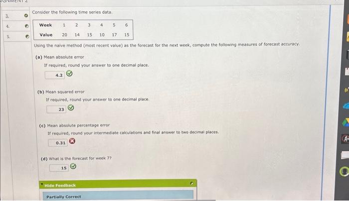 Solved Consider the following time series data. Using the | Chegg.com
