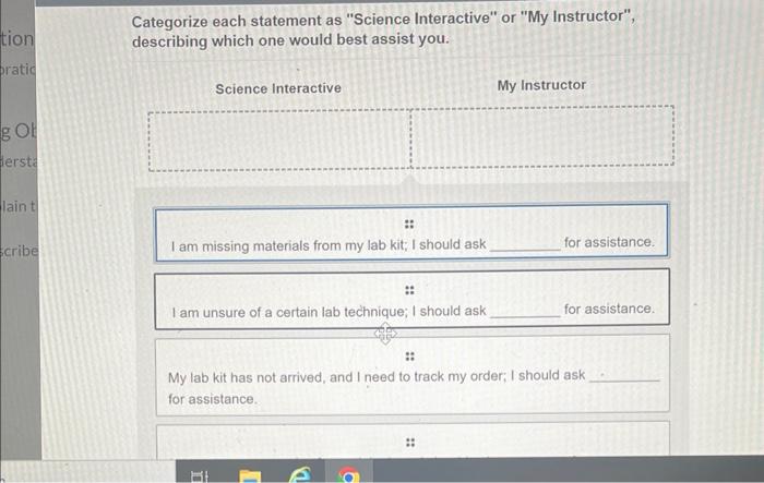 Solved Categorize each statement as "Science Interactive" or | Chegg.com