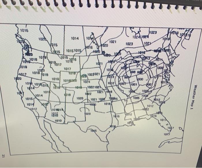 Solved Part III Weather Map 1 (pg. 21) shows the barometric | Chegg.com