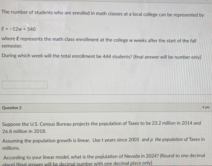 Solved The number of students who are enrolled in math | Chegg.com