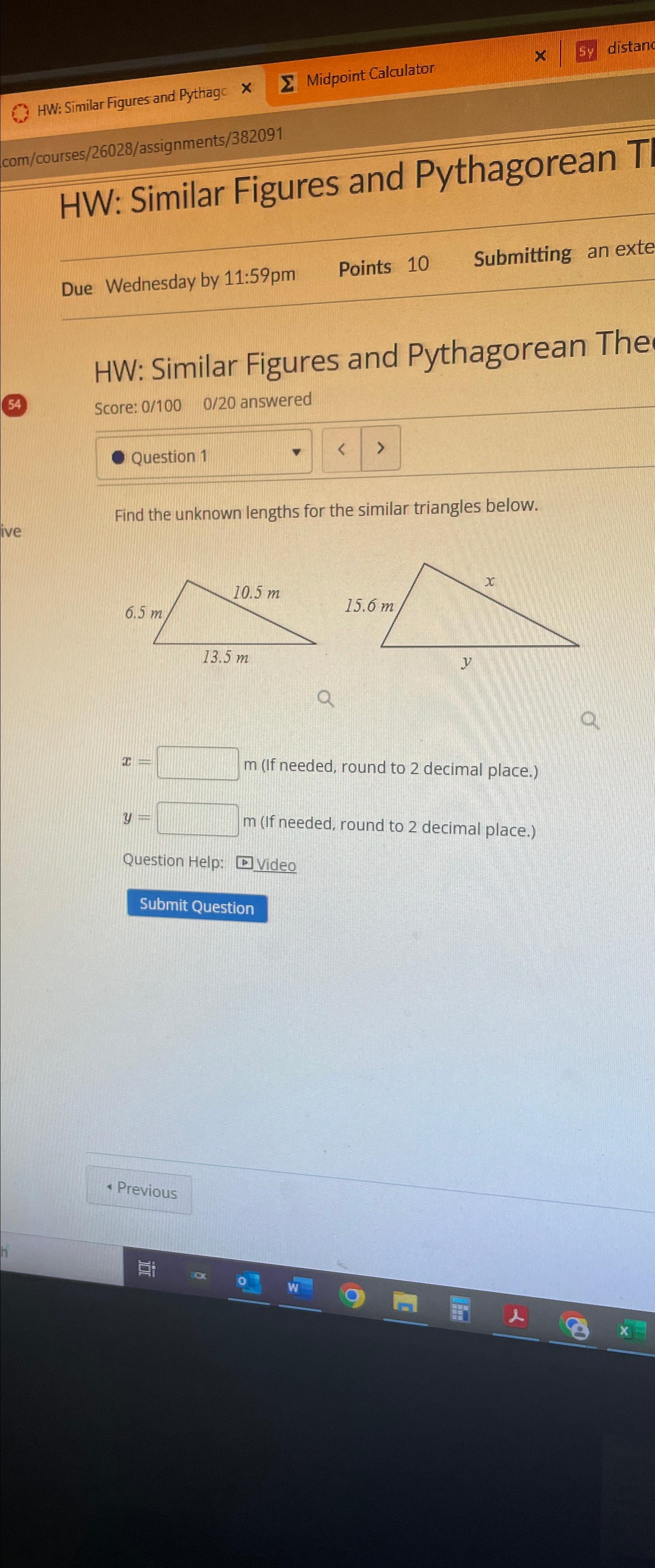 Solved HW: Similar Figures and Pythagc xMidpoint | Chegg.com