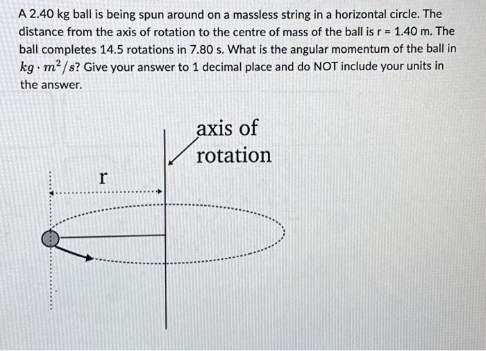 Solved A 2.40 kg ball is being spun around on a massless | Chegg.com