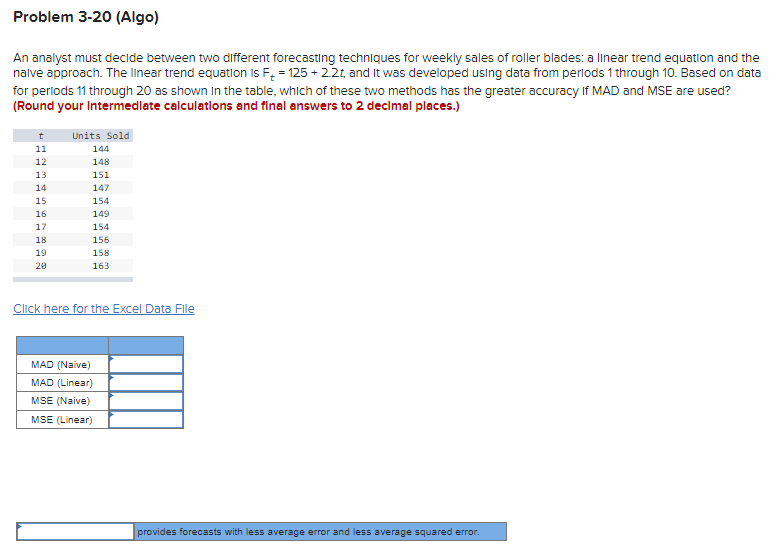 Solved Problem 3-20 (Algo)An analyst must decide between two | Chegg.com