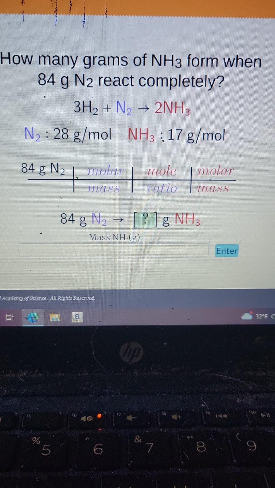 Solved How many grams of NH3 form when 84 g N N2 react | Chegg.com