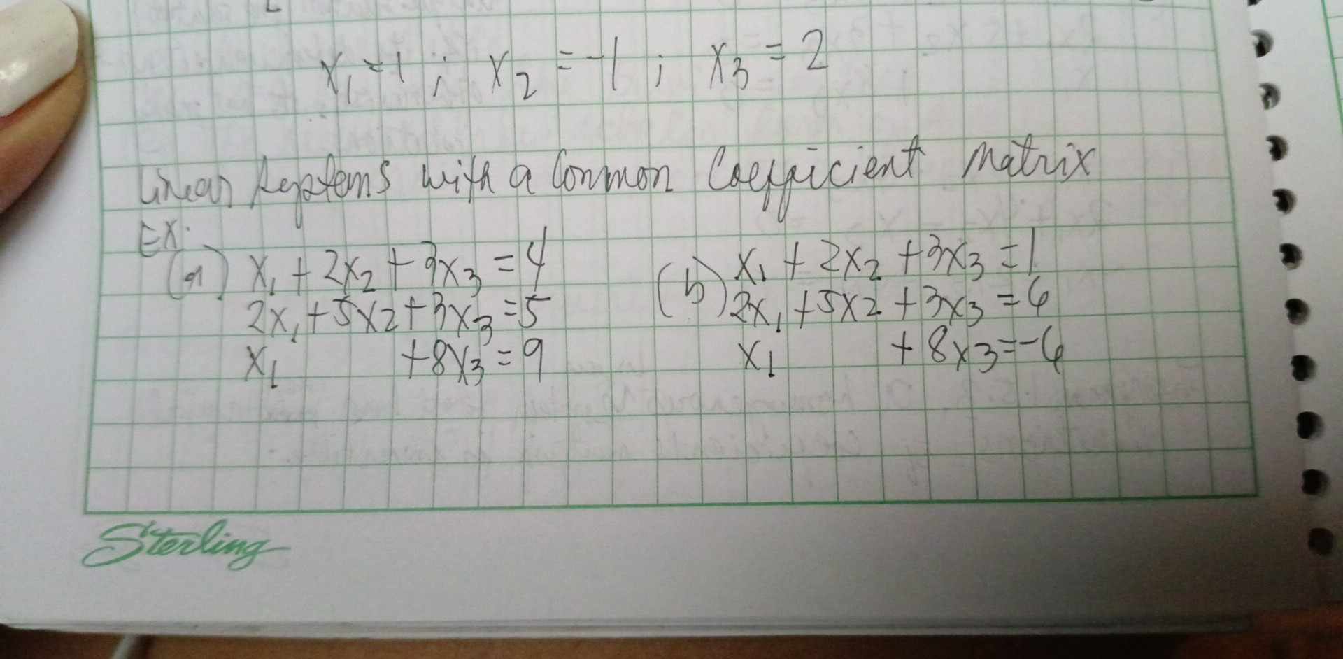 Solved linear system with a Common Coeficient | Chegg.com