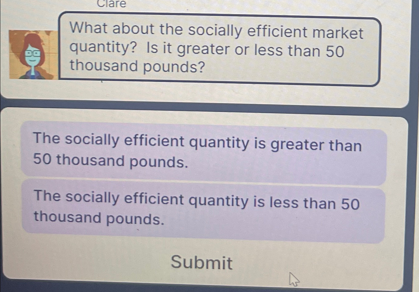 Solved Clarewhat About The Socially Efficient Market
