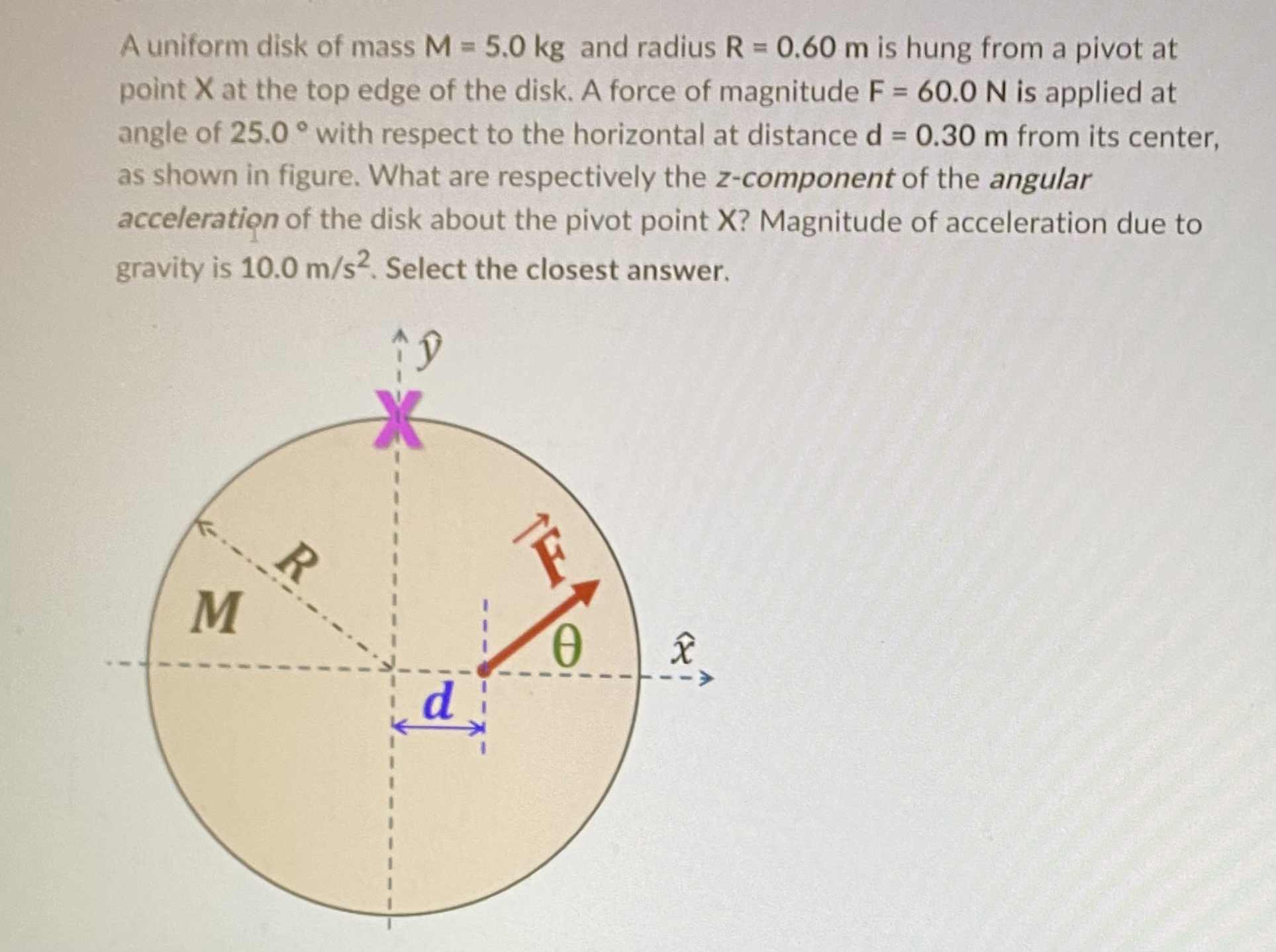 Solved A uniform disk of mass M=5.0kg ﻿and radius R=0.60m | Chegg.com