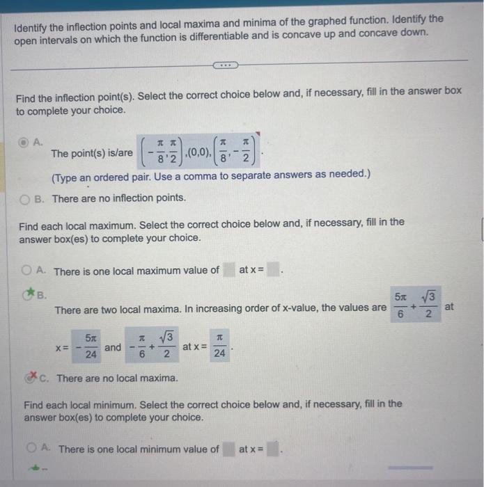 Solved Identify the inflection points and local maxima and | Chegg.com