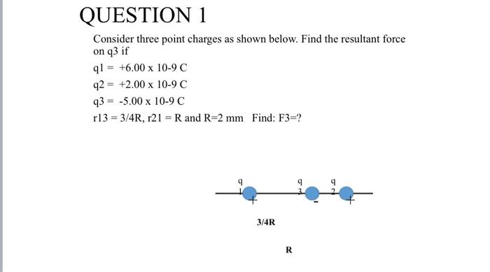 Solved Consider three point charges as shown below. Find the | Chegg.com