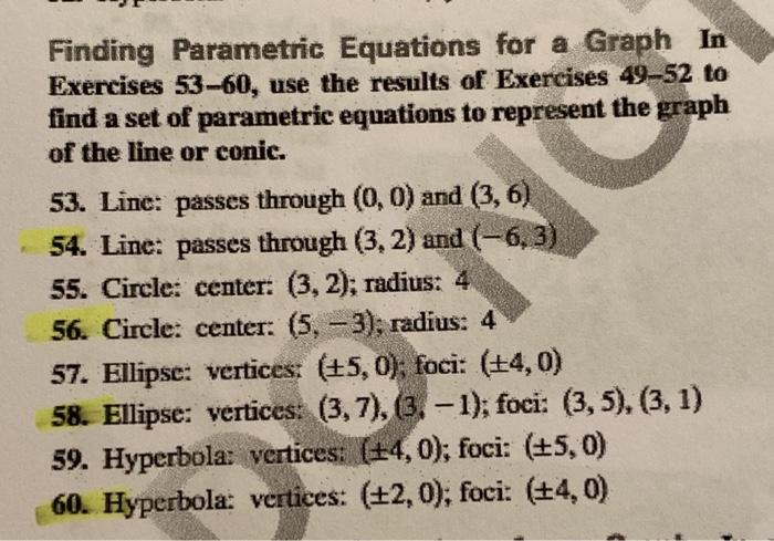 Solved Finding Parametric Equations for a Graph In Exercises | Chegg.com