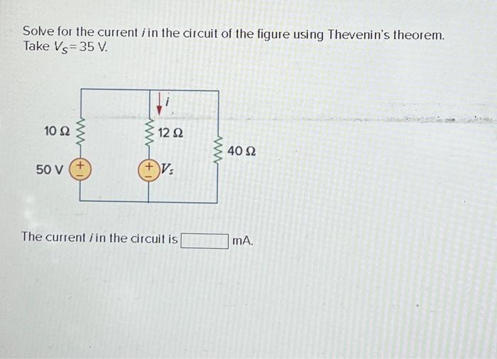 Solved Solve for the current in the circuit of the figure | Chegg.com