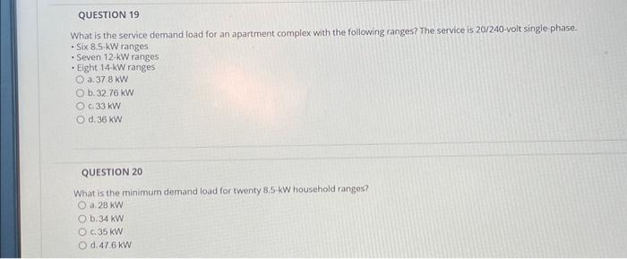 Solved What is the service demand load for an apartment | Chegg.com