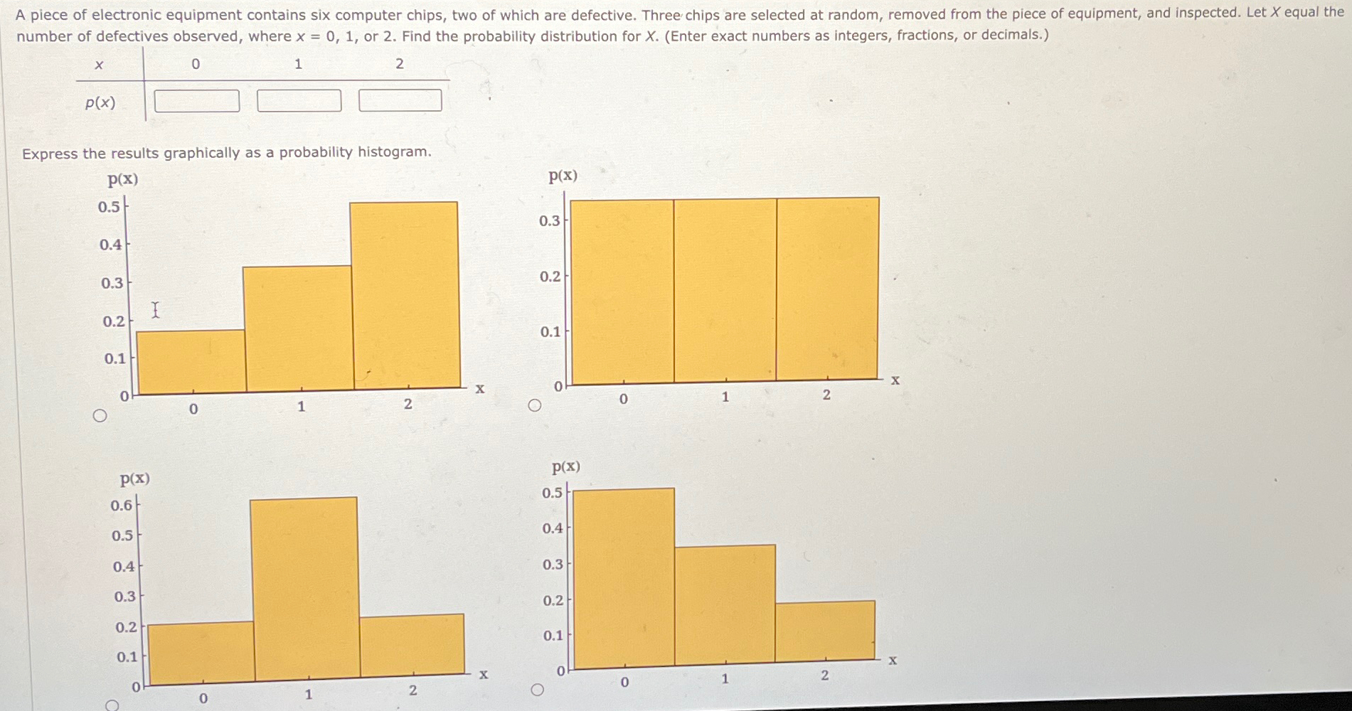Solved Number Of Defectives Observed Where X 0 1 ﻿or 2