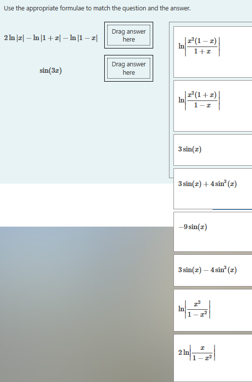 Solved Use the appropriate formulae to match the question | Chegg.com