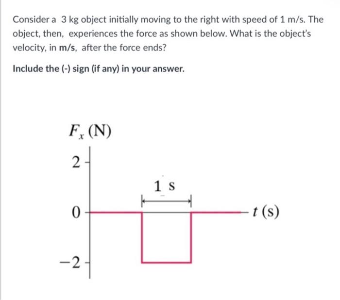 Solved Consider a 3 kg object initially moving to the right | Chegg.com