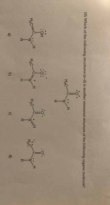 Solved 10) Which of the following structures (a-d) is | Chegg.com