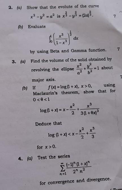 Solved (a) Show that the evolute of the curve x2−y2=a2 is | Chegg.com