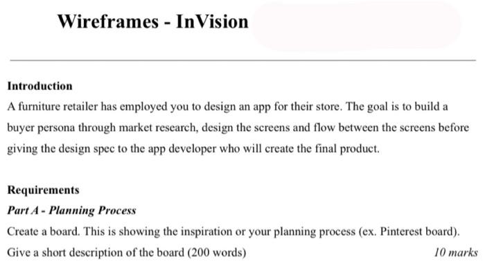 Solved Create metaframe/invision board for a furniture | Chegg.com