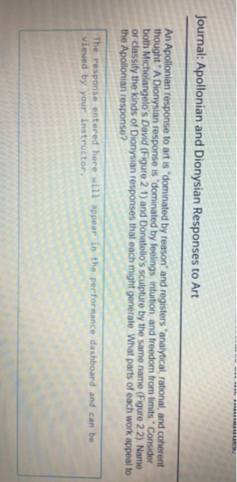 Journal: Apollonian and Dionysian Responses to Art An | Chegg.com