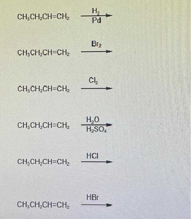 CH3CH2CH=CH2PdH2 CH3CH2CH=CH2 Br2 | Chegg.com