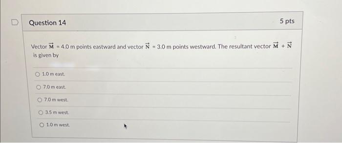 Solved Vector M=4.0 m points eastward and vector N=3.0 m | Chegg.com