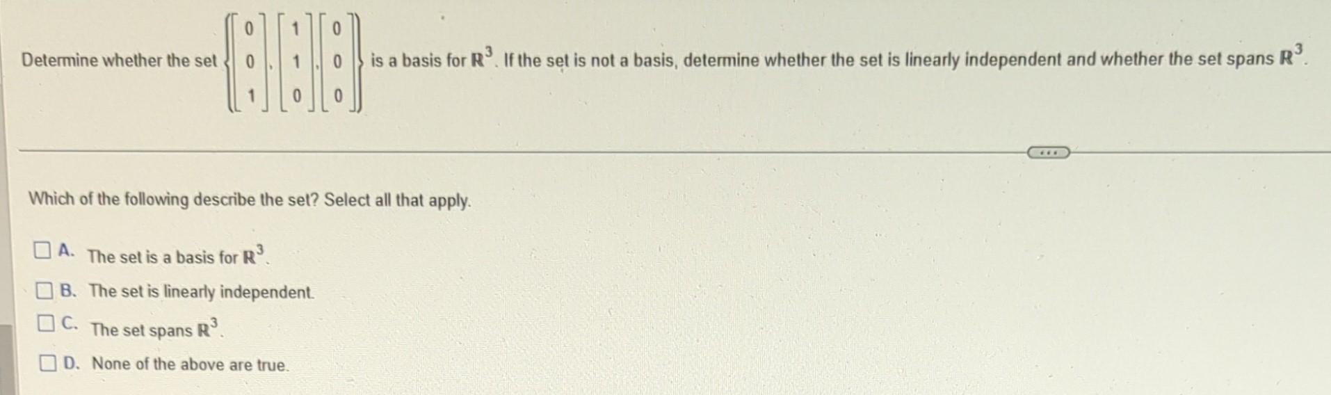 Solved Determine whether the set | Chegg.com