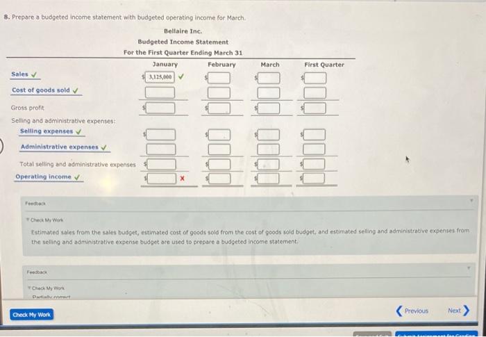 Solved Budgeted Income Statement And Supporting Budgets For Chegg