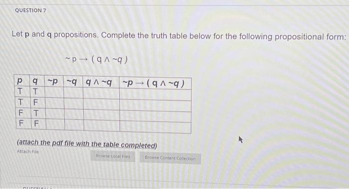 Solved Let p and q propositions. Complete the truth table | Chegg.com
