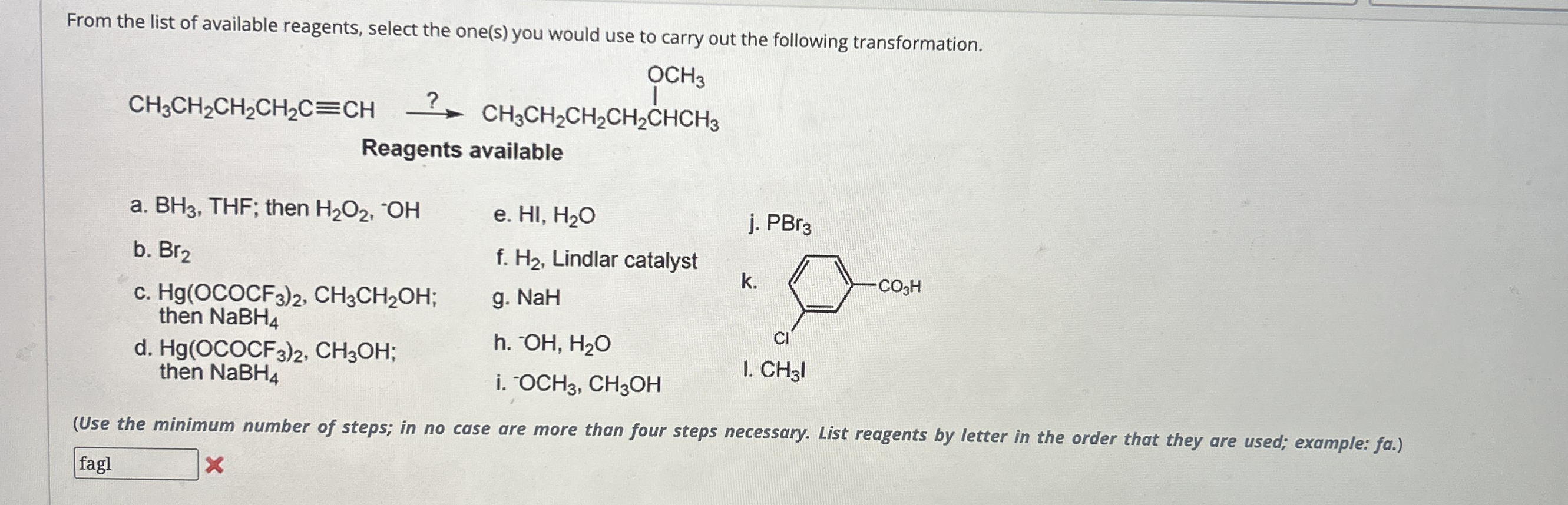 Solved From the list of available reagents, select the | Chegg.com