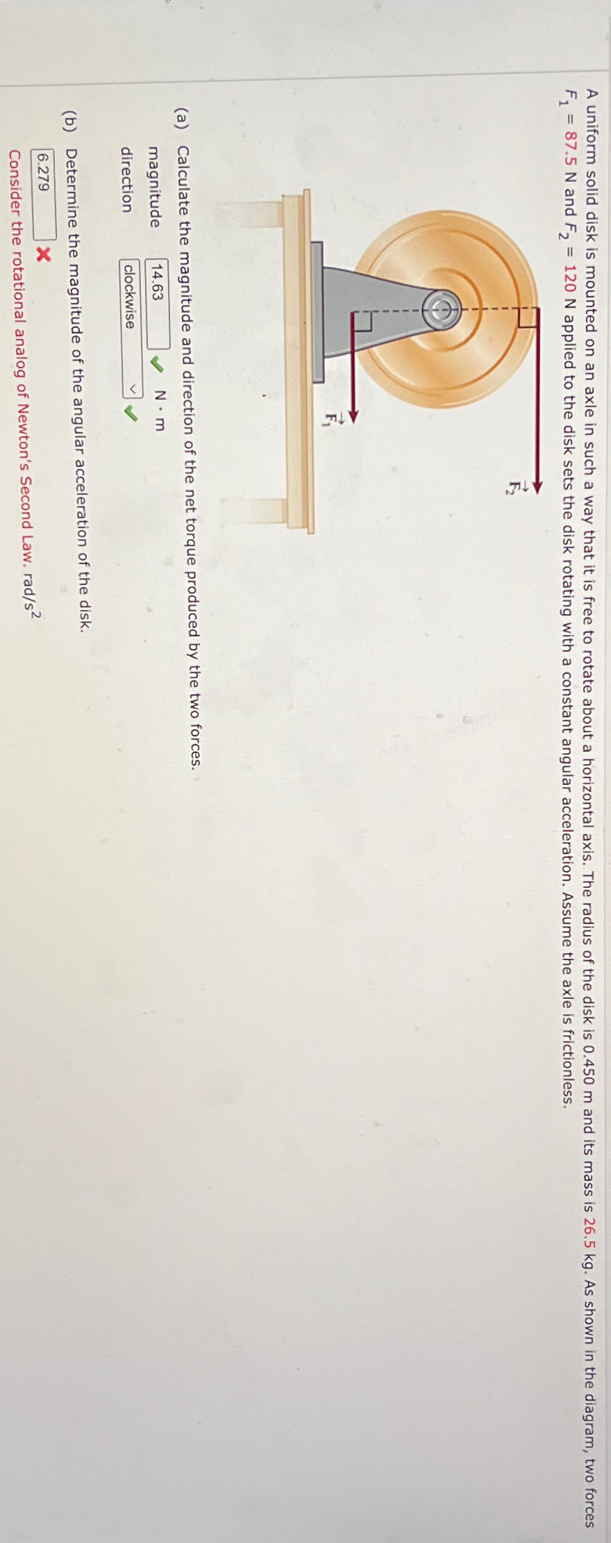 Solved A uniform solid disk is mounted on an axle in such a | Chegg.com