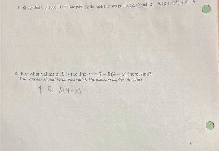 Solved 4. Show that the slope of the line passing through | Chegg.com