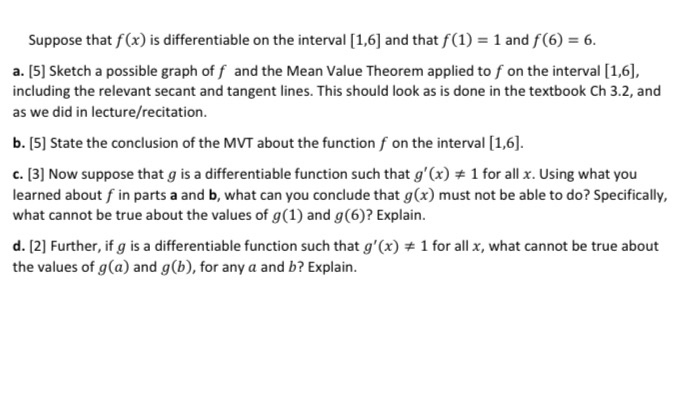 Suppose that f(x) is differentiable on the interval | Chegg.com