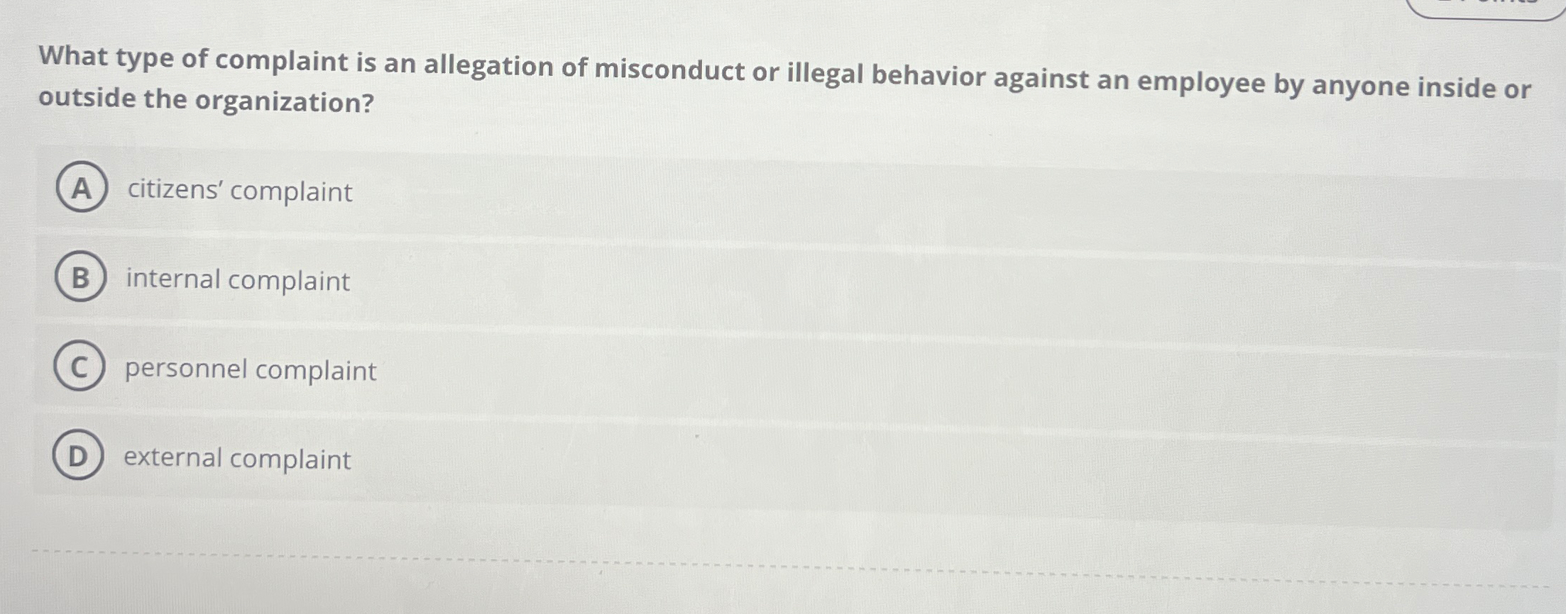 Solved What type of complaint is an allegation of misconduct | Chegg.com