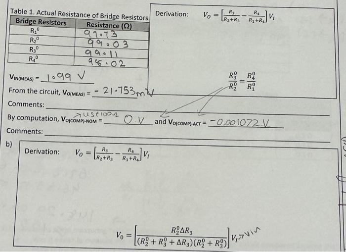 Derivation: VO=[R2+R3R3−R1+R4R4]VI | Chegg.com
