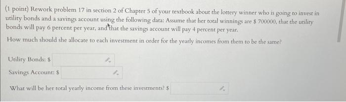 Solved ( 1 point) Rework problem 17 in section 2 of Chapter | Chegg.com