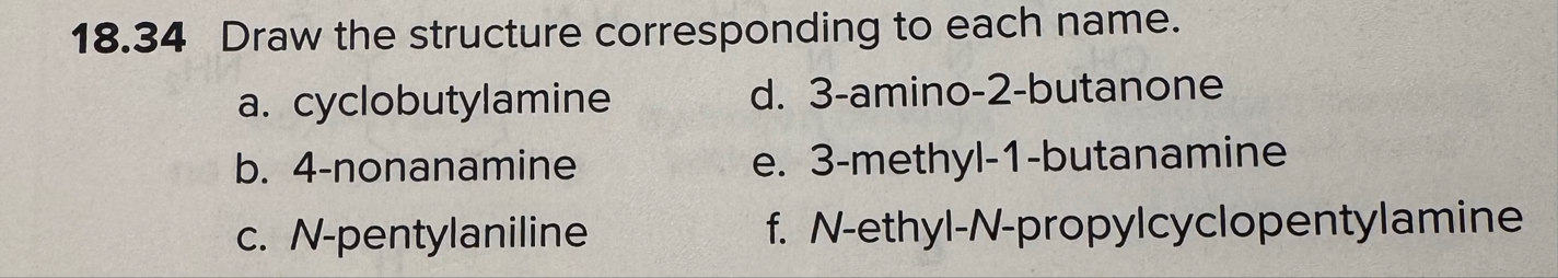Solved 18.34 ﻿Draw the structure corresponding to each | Chegg.com