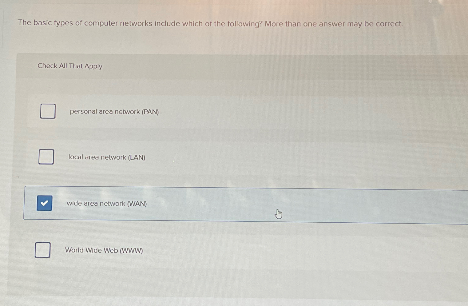 Solved The basic types of computer networks include which of | Chegg.com